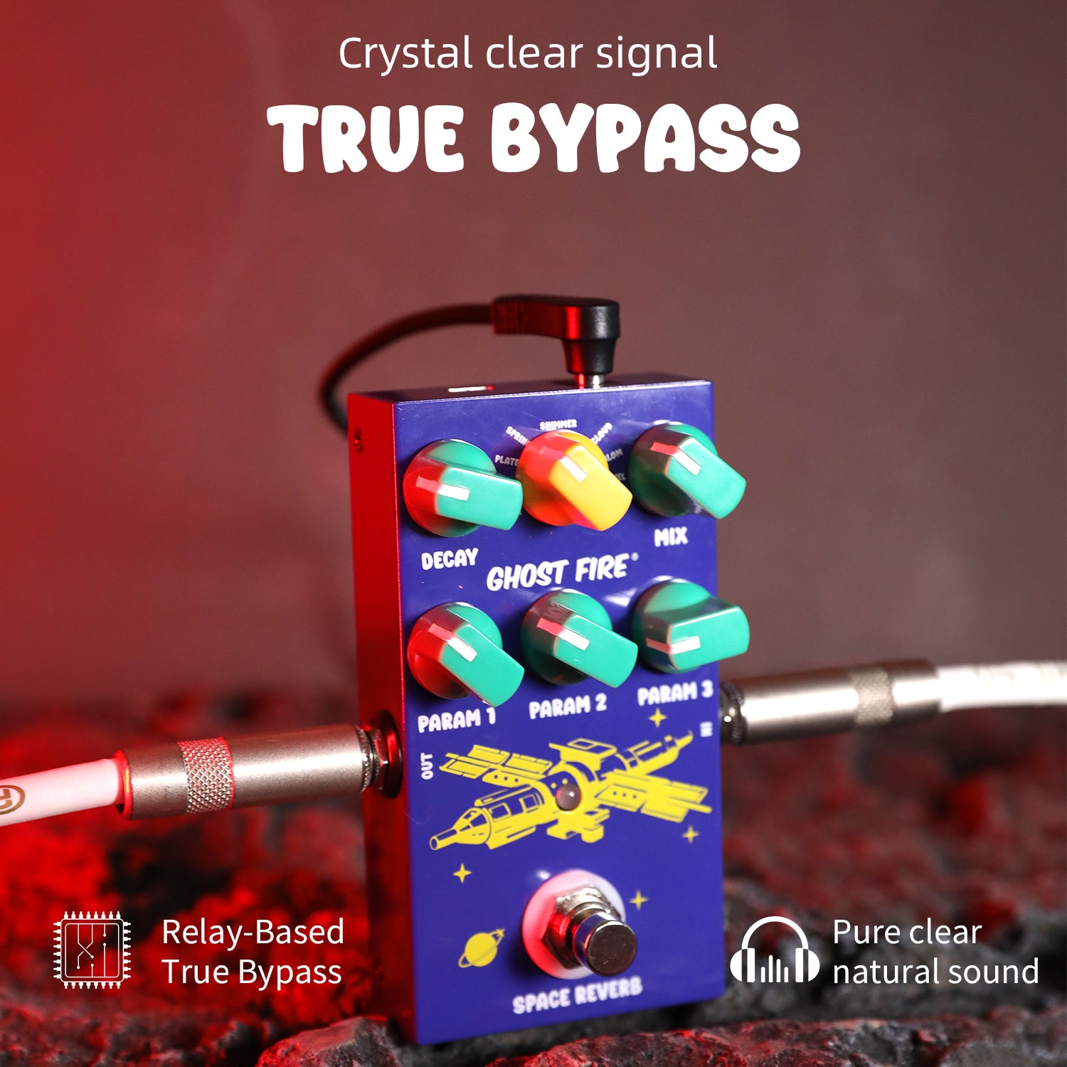 GHOSTFIRE Guitar Pedal - SPACE Reverb with 9 Reverb Modes, Digital Rev ...