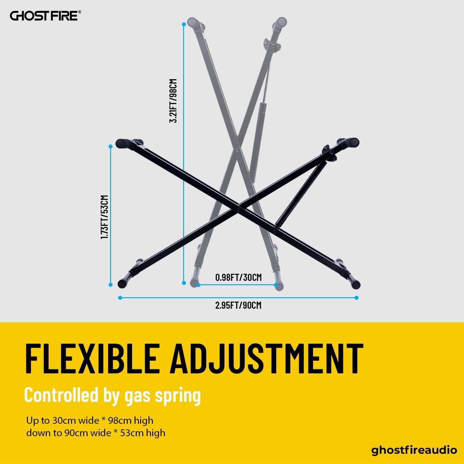 GHOSTFIRE Adjustable Hydraulic Keyboard and Piano Stand Heavy-Duty Dou ...