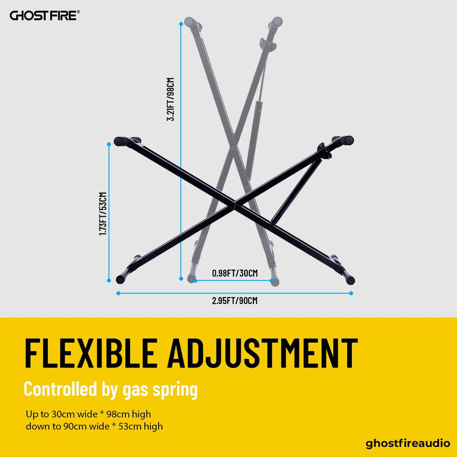 GHOSTFIRE Adjustable Hydraulic Keyboard and Piano Stand Heavy-Duty Dou ...